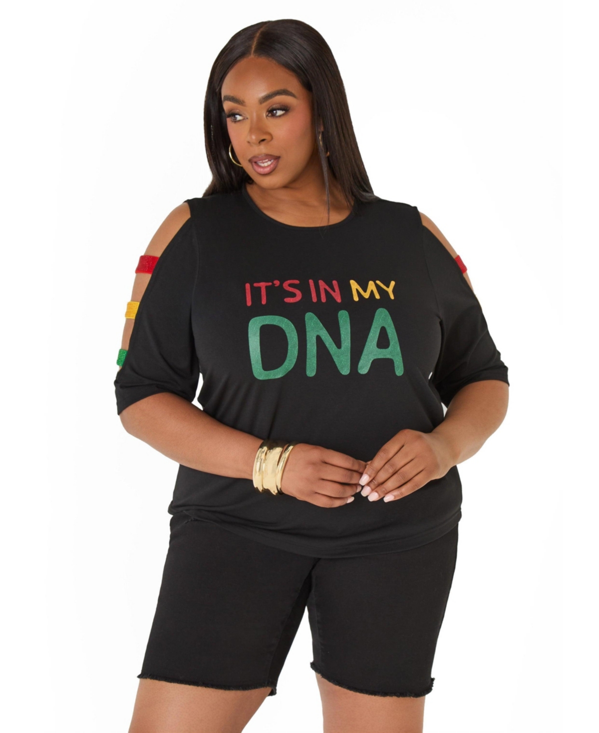 Click here for Ashley Stewart Womens Plus Size Its in My Dna Cuto... prices