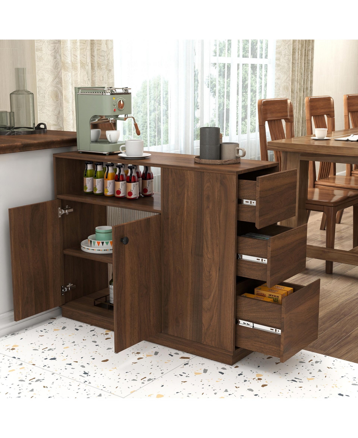 Click here for Flynama Kitchen Counter Cabinet with Sliding Glass... prices