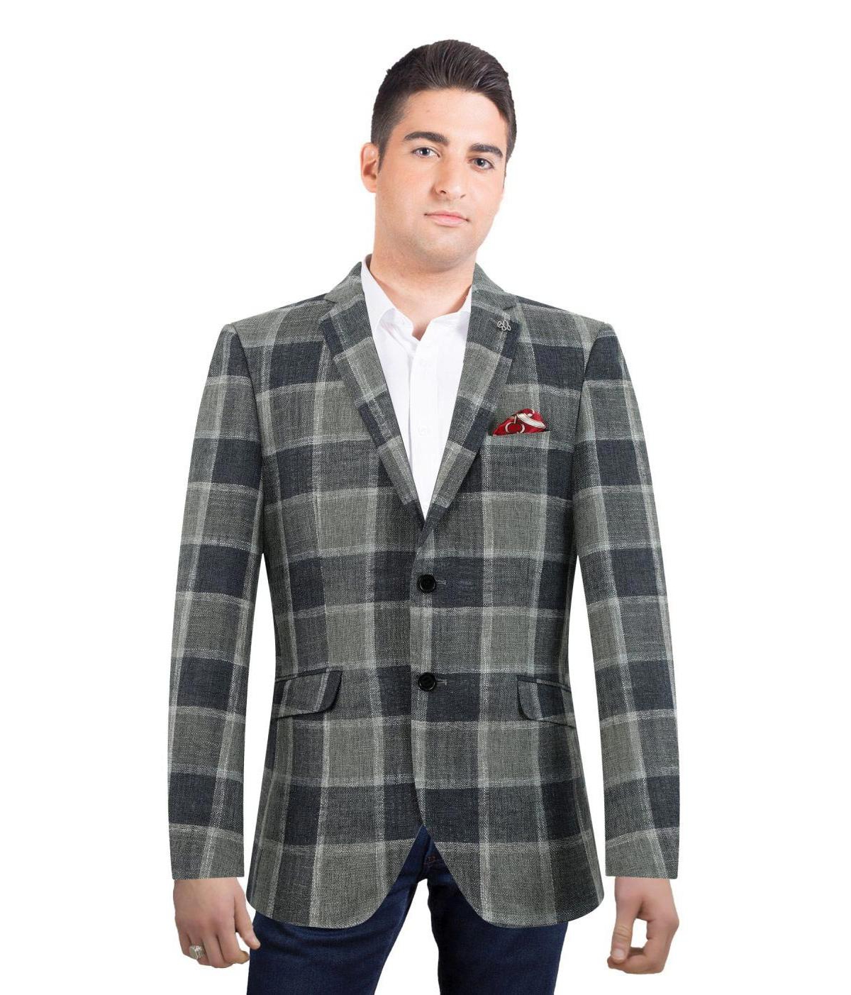Click here for Elie Balleh Mens Slim Fit Big Plaid Sports Blazer... prices