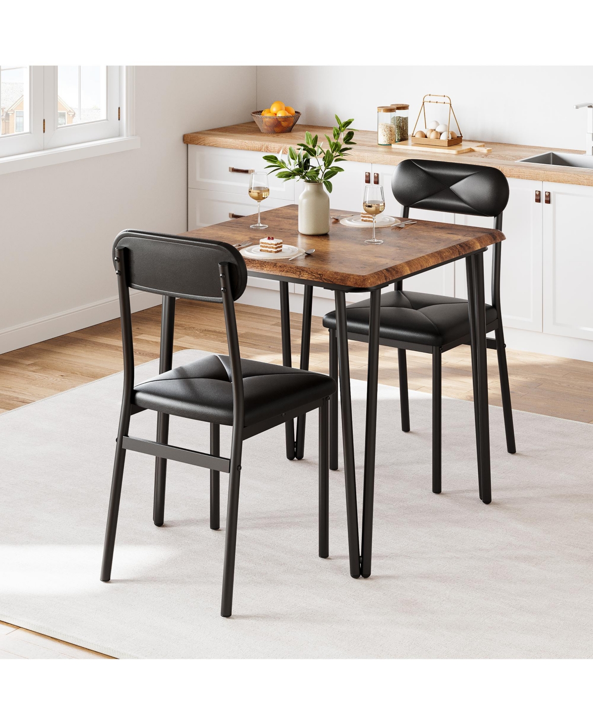 Click here for homfan Dining Table Set for 2 with Upholstered Cha... prices