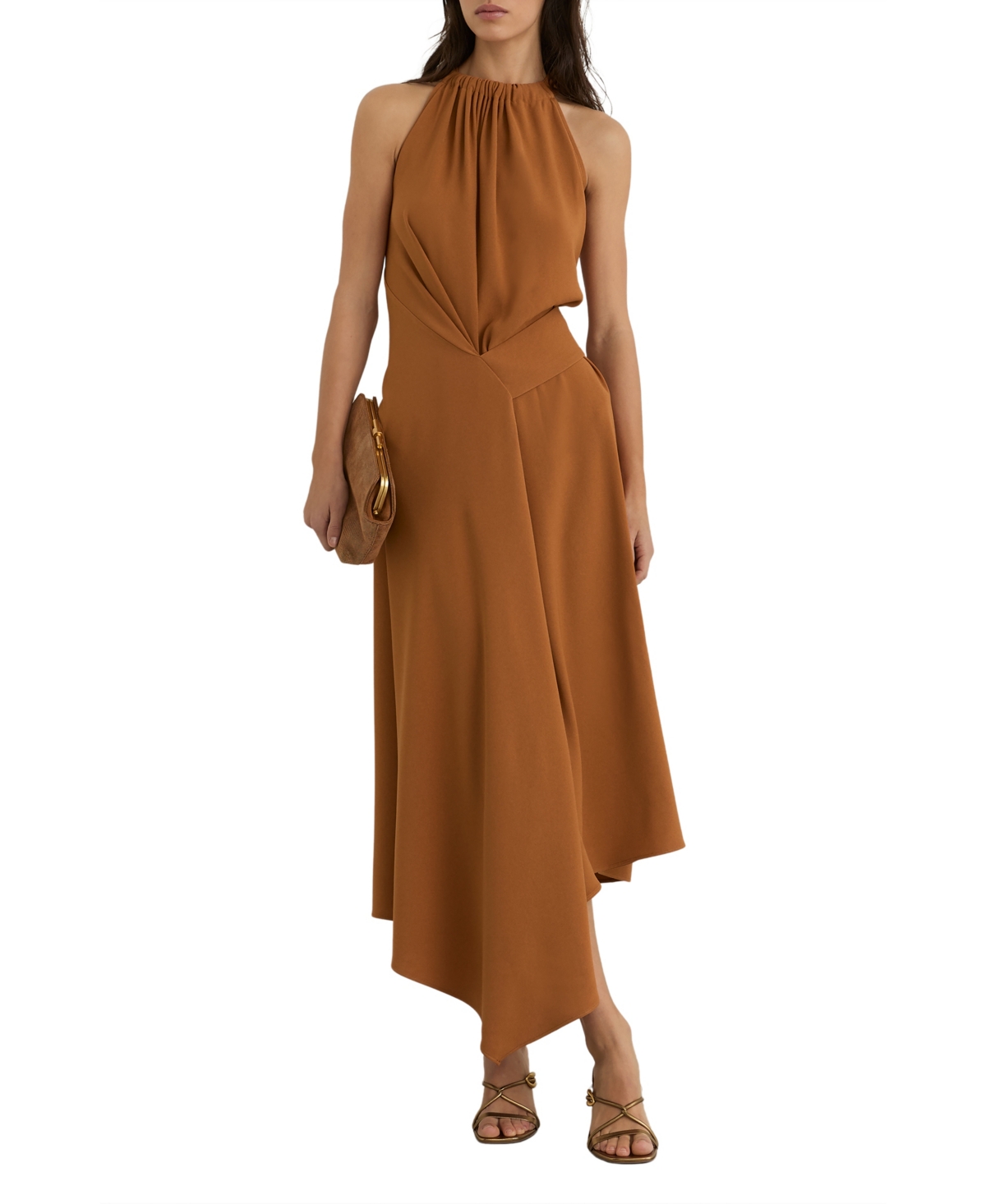 Click here for Reiss Womens Drape-Detail Sleeveless Midi Dress -... prices