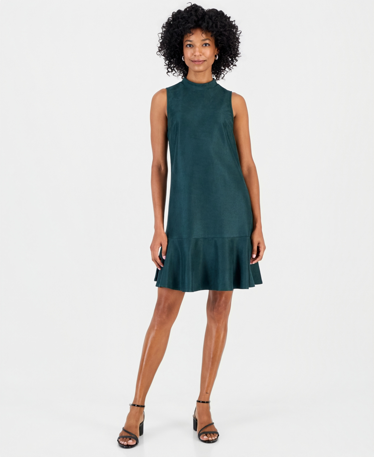 Click here for Robbie Bee Womens Faux Suede Flounce-Hem Dress - P... prices