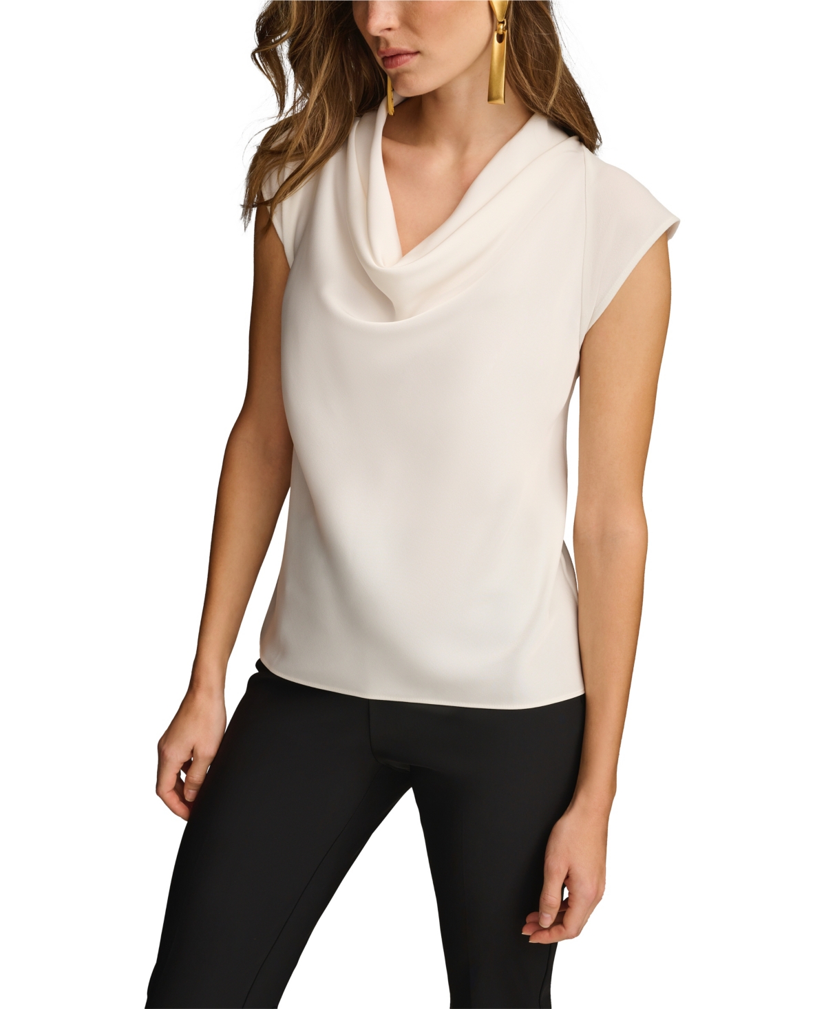 Click here for Donna Karan New York Womens Cowl-Neck Cap-Sleeve T... prices