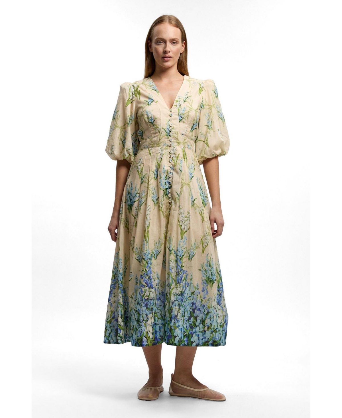 Click here for Karen Millen Womens Floral Puff Sleeve Midi Dress... prices