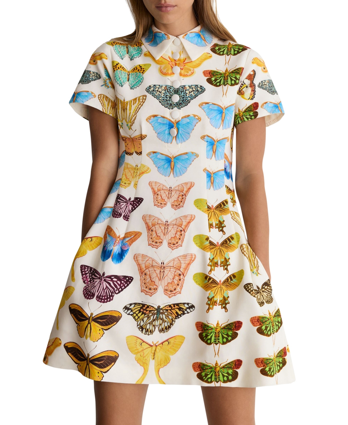 Click here for Reiss Womens Tansy Butterfly Mini Dress - Ivory prices