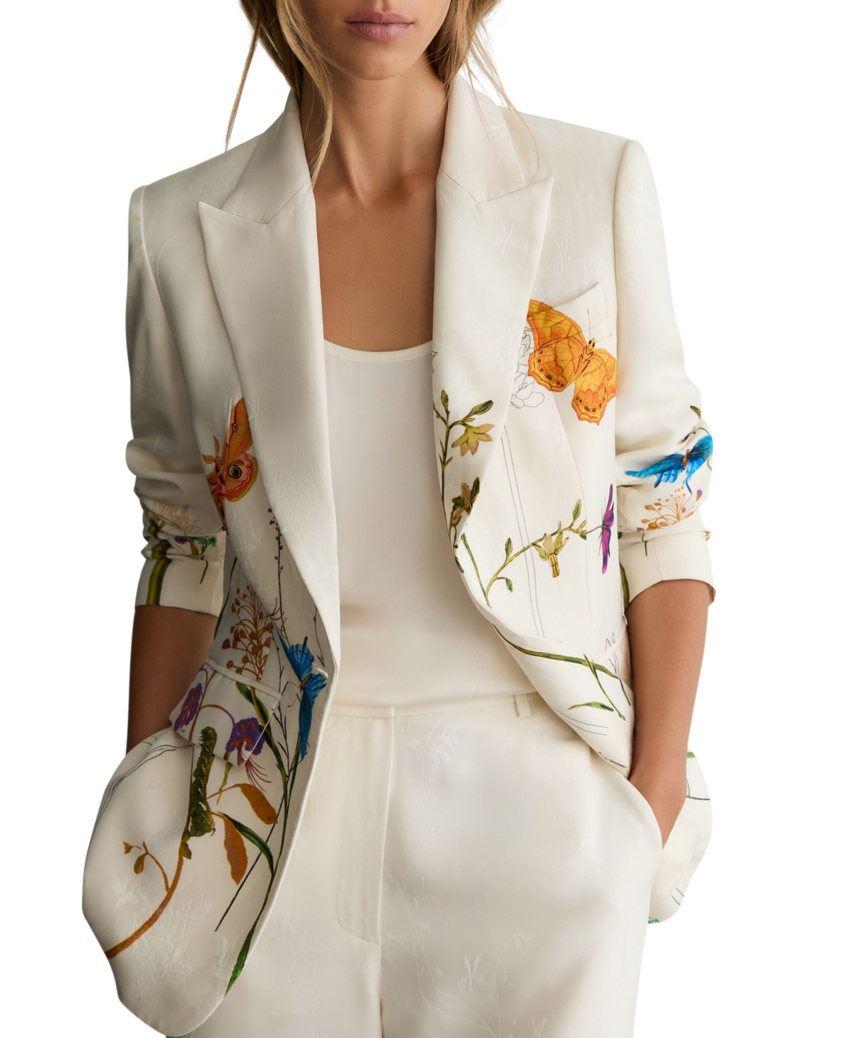 Click here for Reiss Womens Frankie Sb Printed Suit Jacket - Ivor... prices