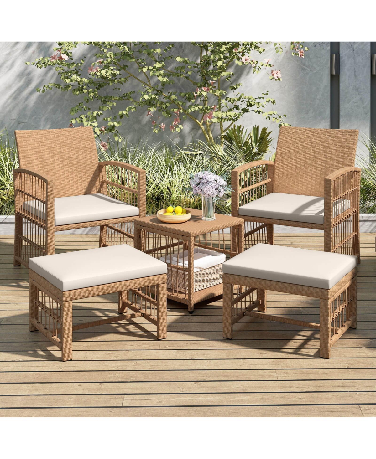 Click here for Costway 5 Pieces Patio Conversation Set Pe Rattan... prices