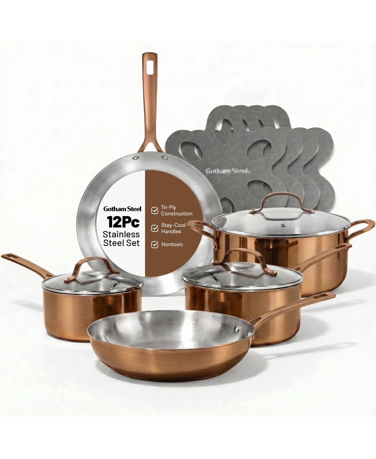 Click here for Gotham Steel 12-Piece Tri-Ply Stainless Steel Cook... prices