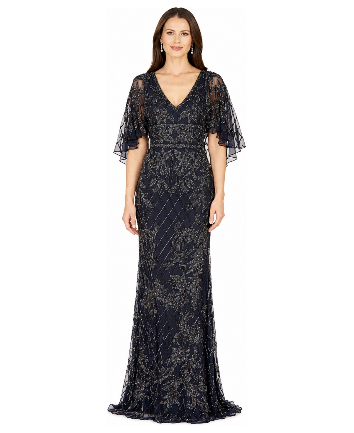Click here for Lara Womens Angel Wing Beaded Gown - Navy prices