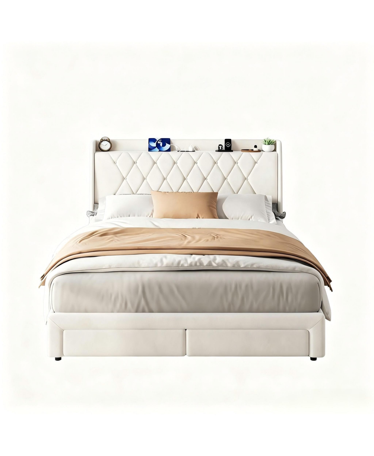 Click here for Gaomon Velvet Upholstered Platform Bed Frame with... prices
