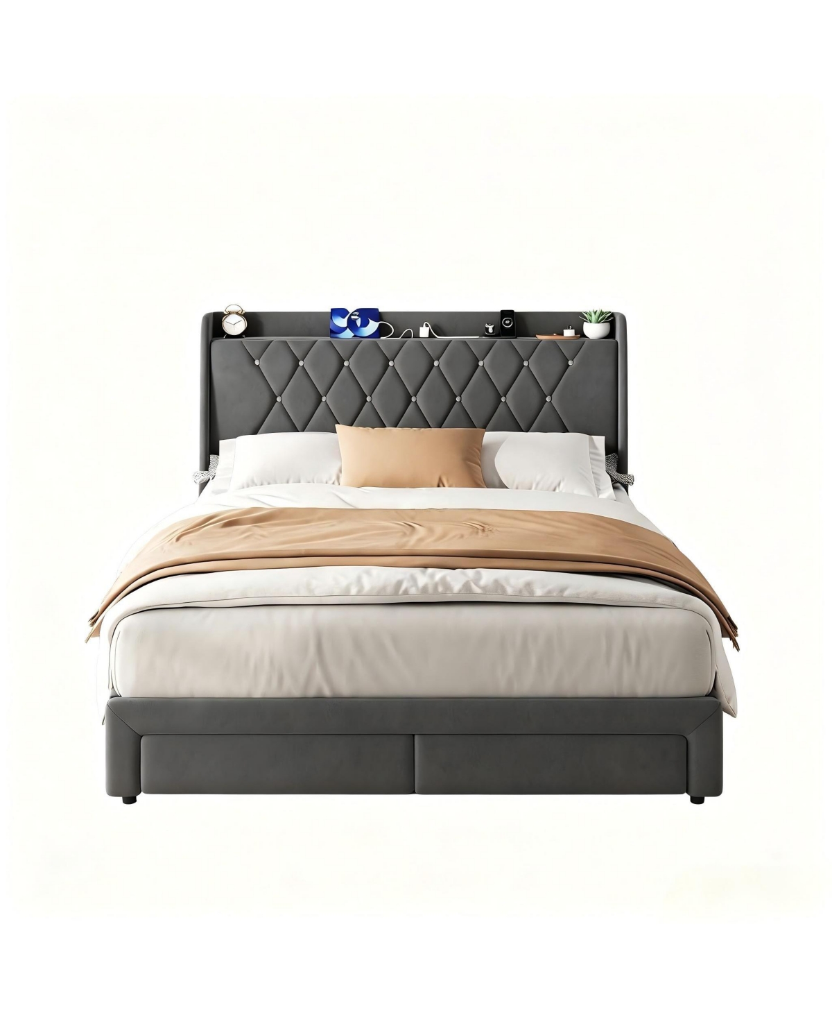 Click here for Gaomon Velvet Upholstered Platform Bed Frame with... prices