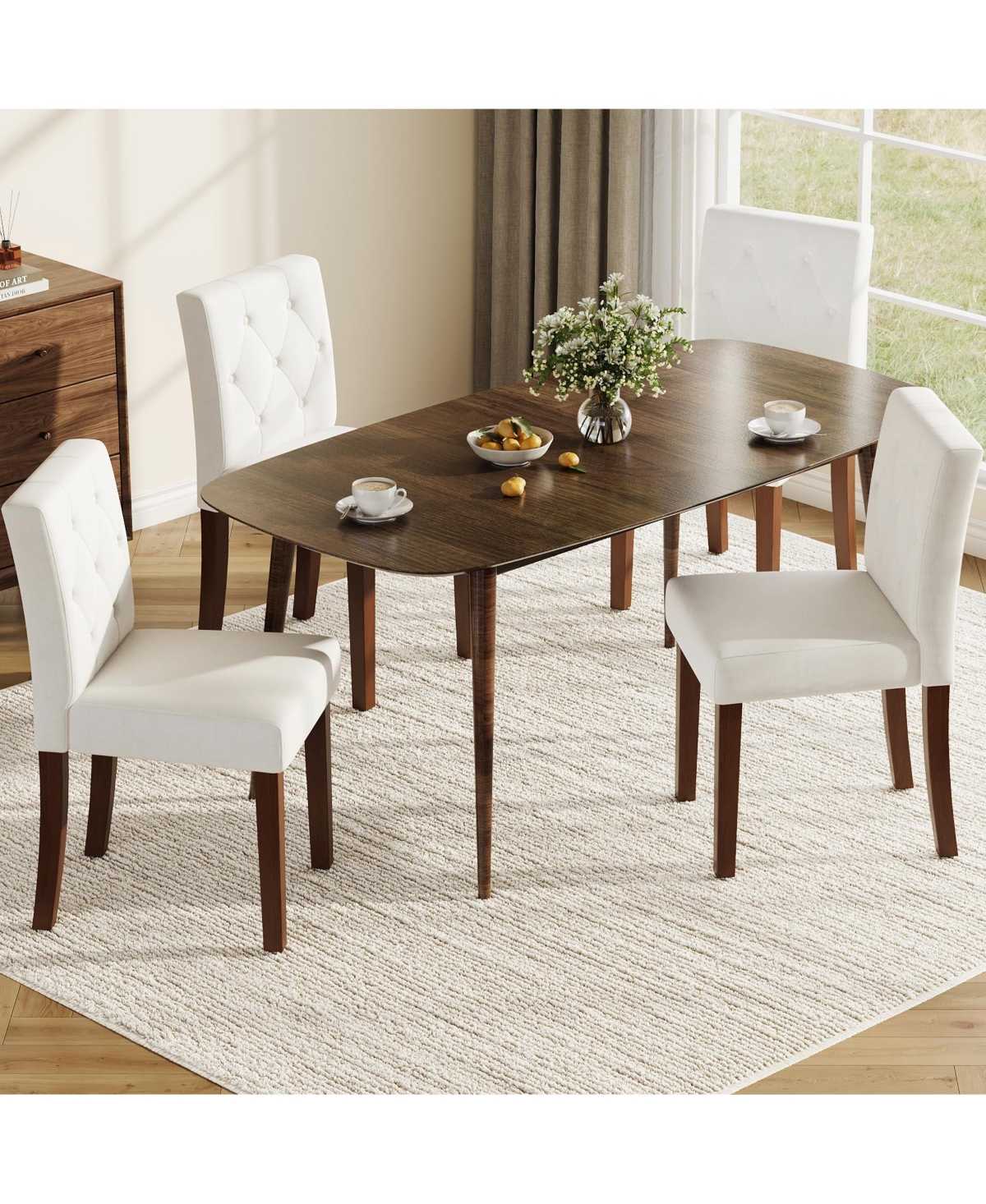 Click here for homfan Set of 4 Dining Chairs  Linen Upholstered F... prices