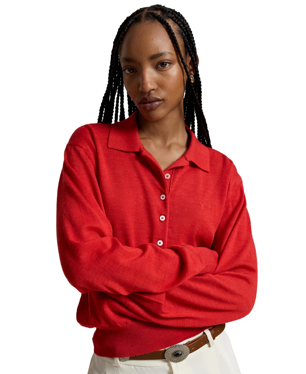 Click here for Polo Ralph Lauren Womens Polo Collar Sweater - Fla... prices