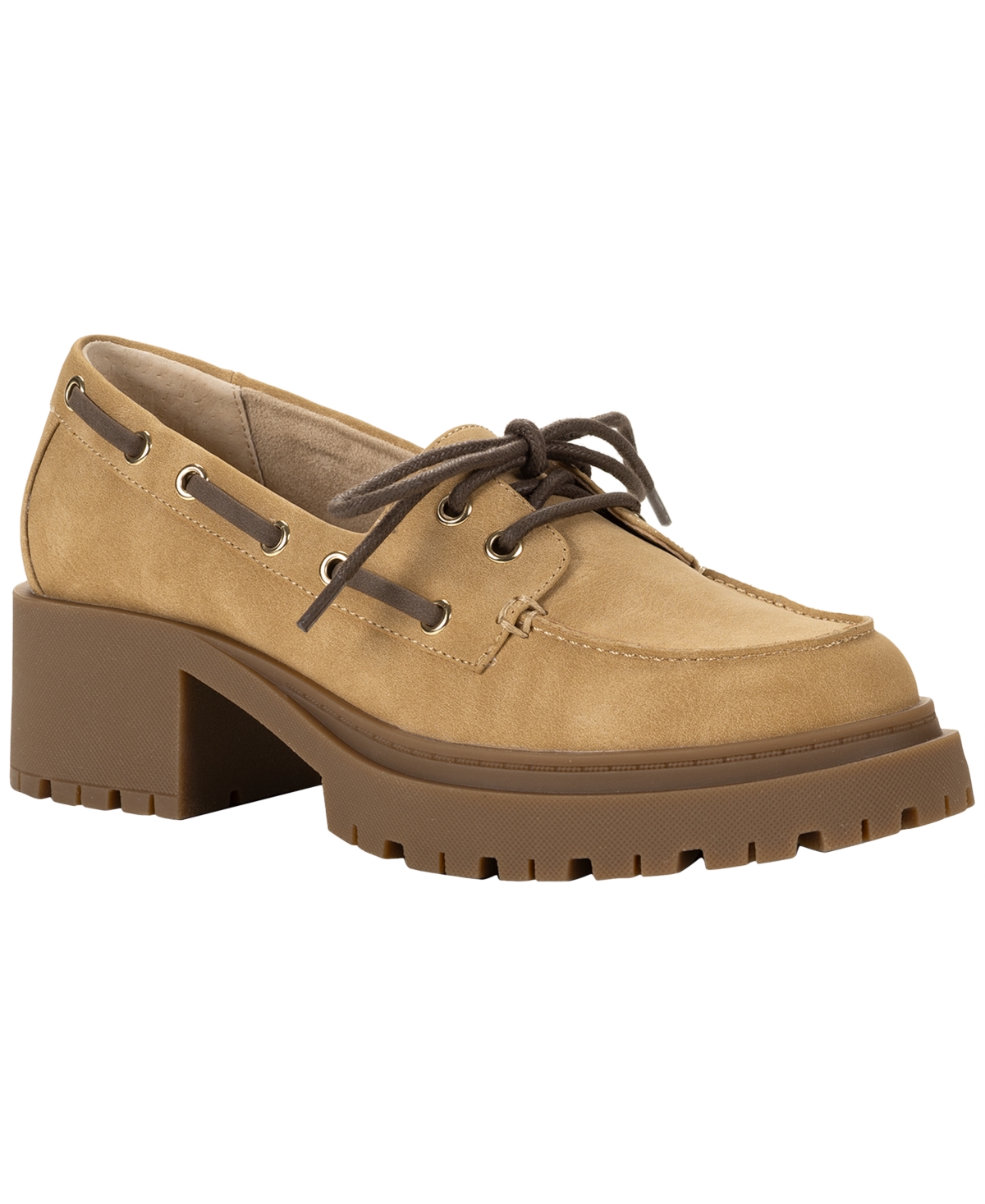 Click here for Wild Pair Womens Theraa Lug Sole Block Heel Loafer... prices