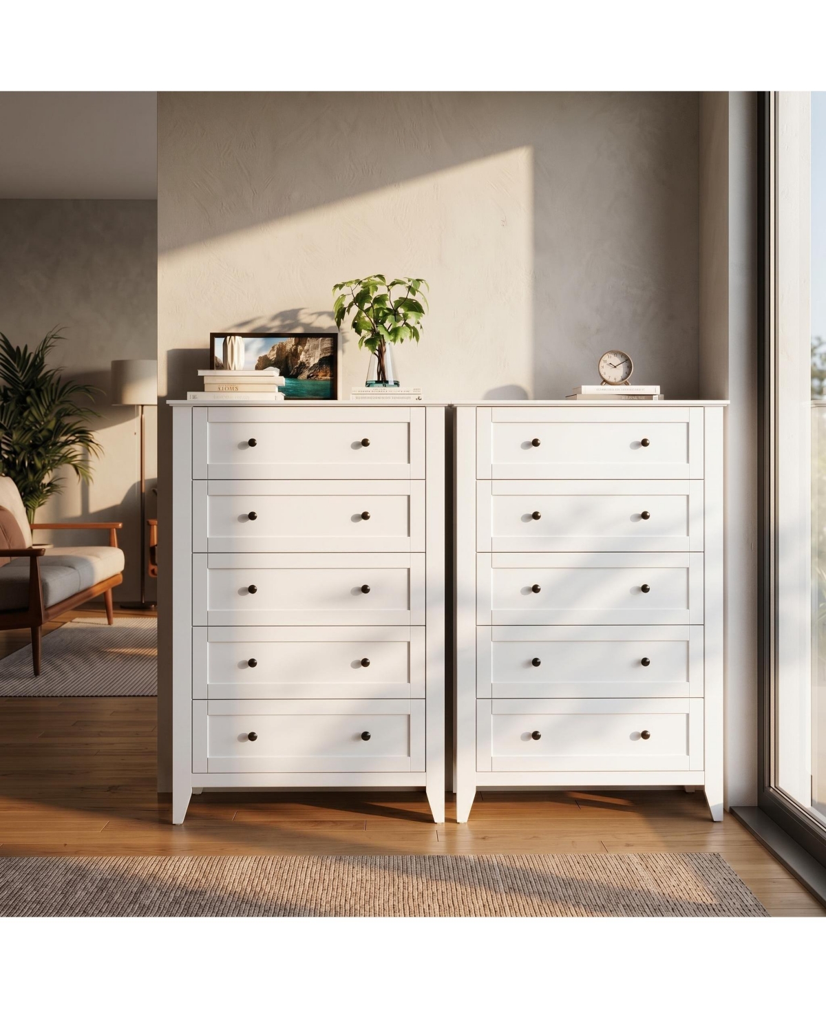 Click here for homfan 2 Set of 5 Drawer Dresser for Bedroom  Mode... prices