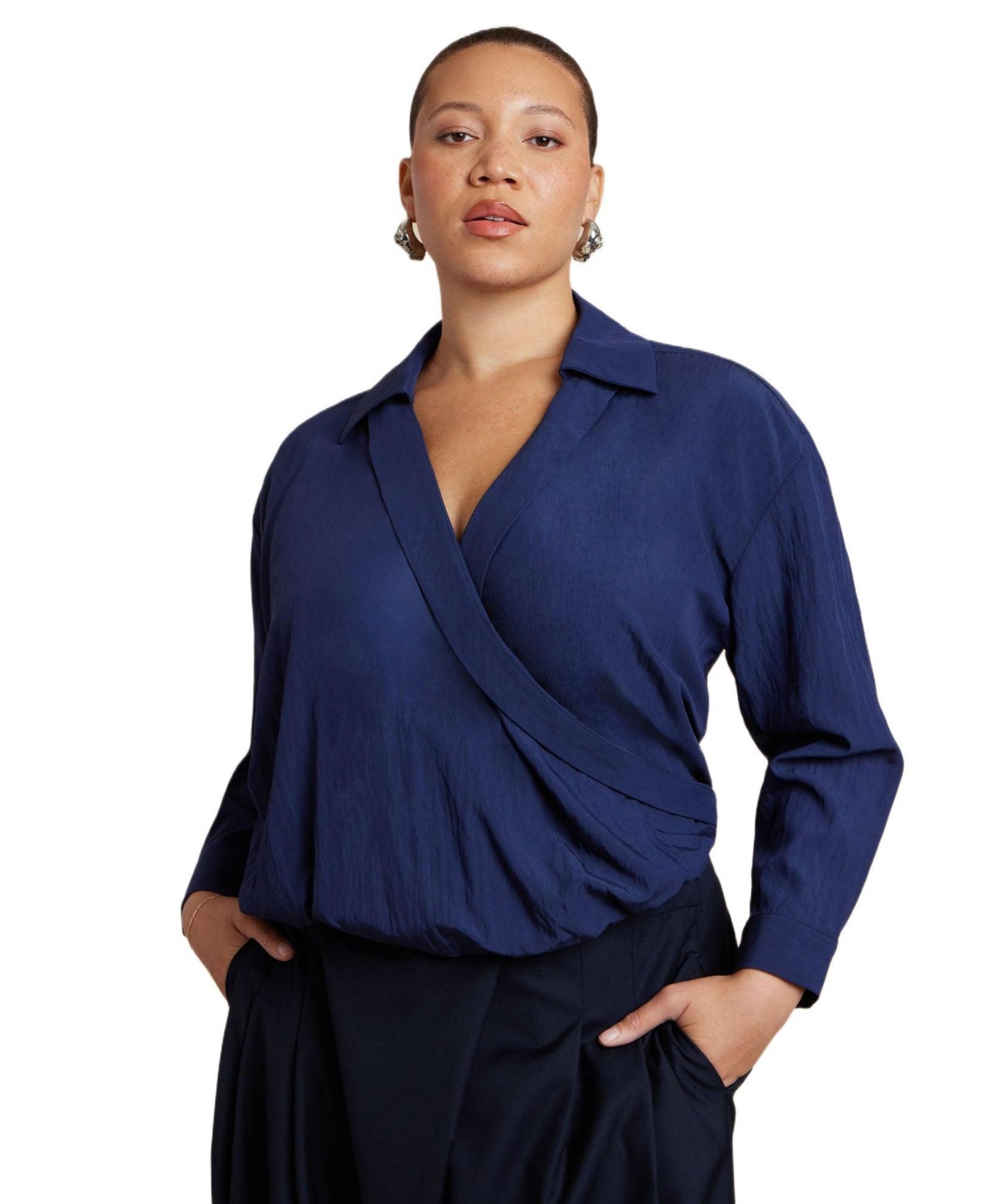 Click here for Eloquii Plus Size Surplice Collared Womens Top - N... prices