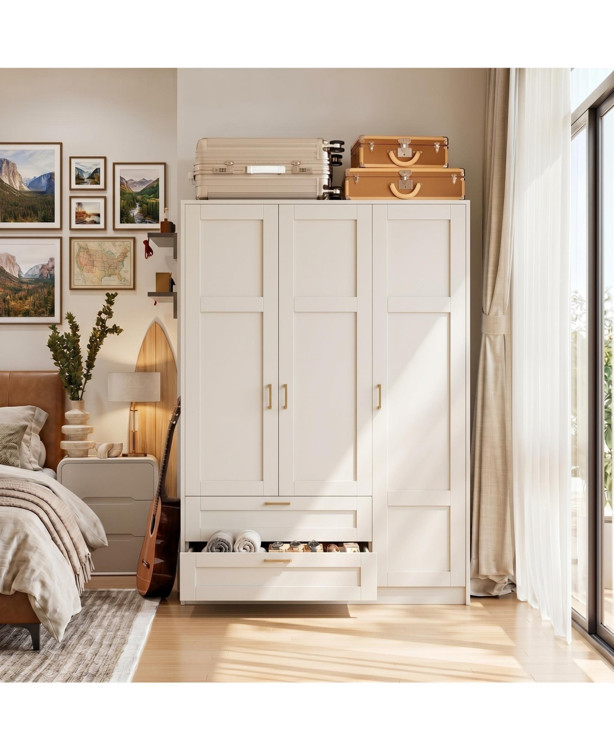 Click here for homfan Modern Wooden Wardrobe Closet with 3 Doors... prices