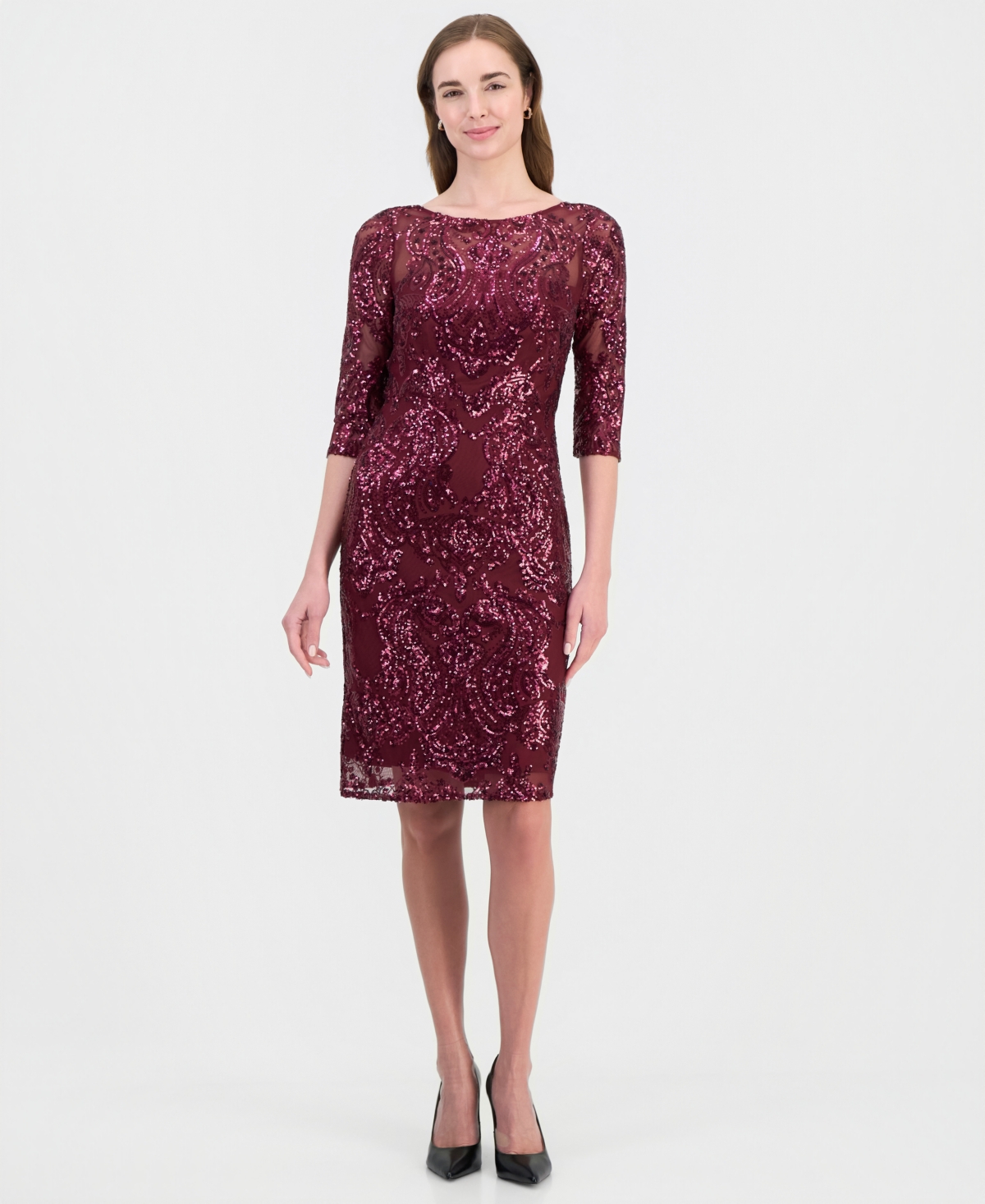 Click here for Tahari Asl Womens Beaded 3/4-Sleeve Sheath Dress -... prices