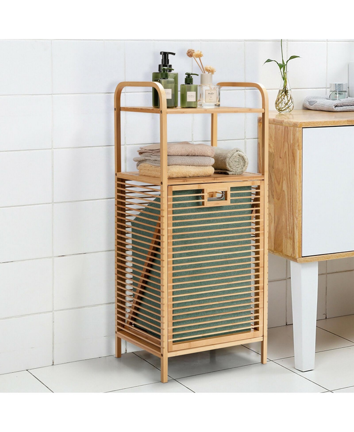 Click here for sumyeg Tilt-Out Bamboo Laundry Hamper with 2-Tier... prices