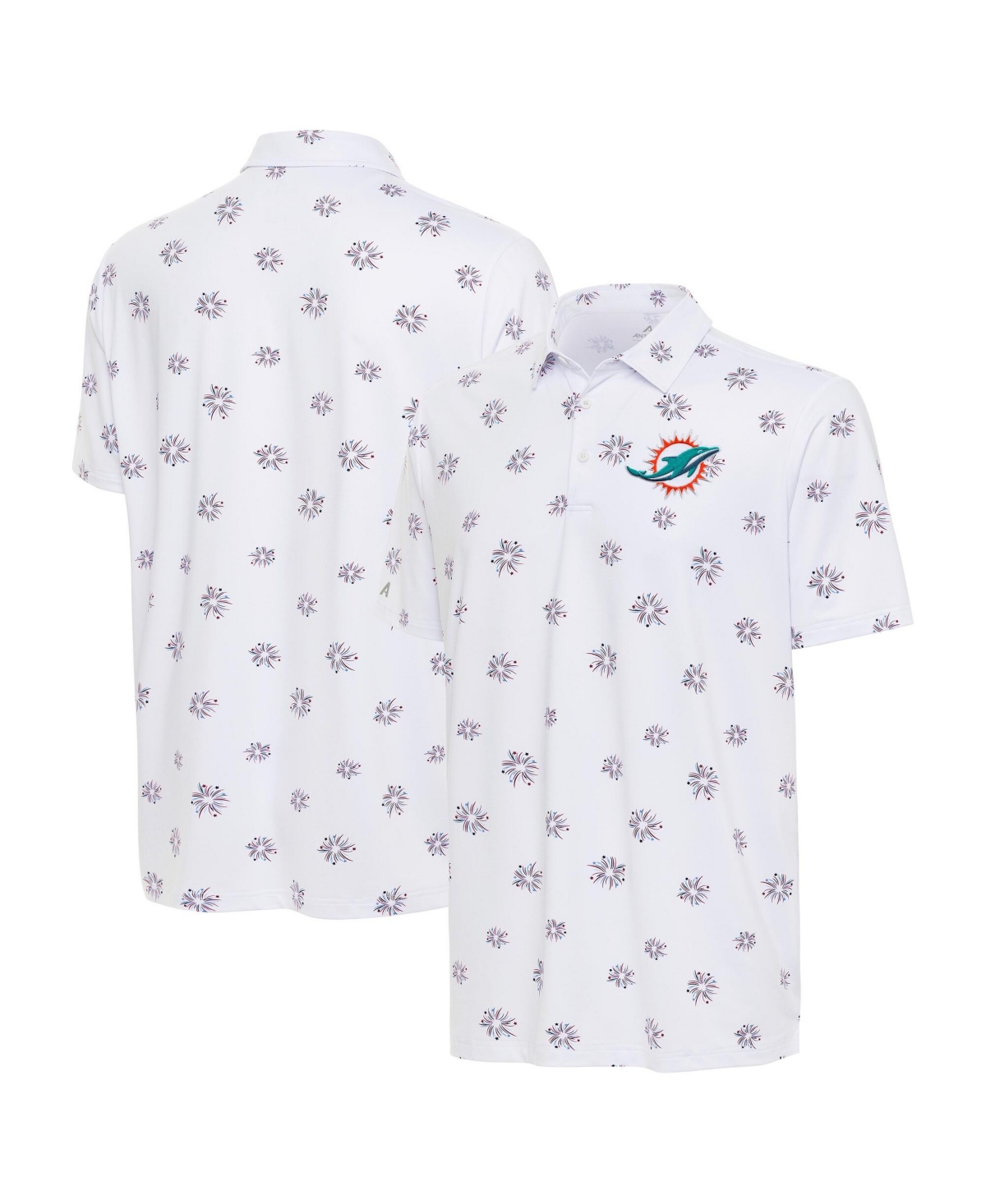 Click here for Antigua Mens White Miami Dolphins Fireworks Polo S... prices