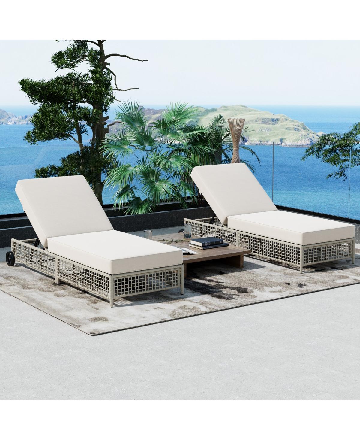 Click here for Asagikoiai Set of 2 Outdoor Rattan Chaise Lounges... prices