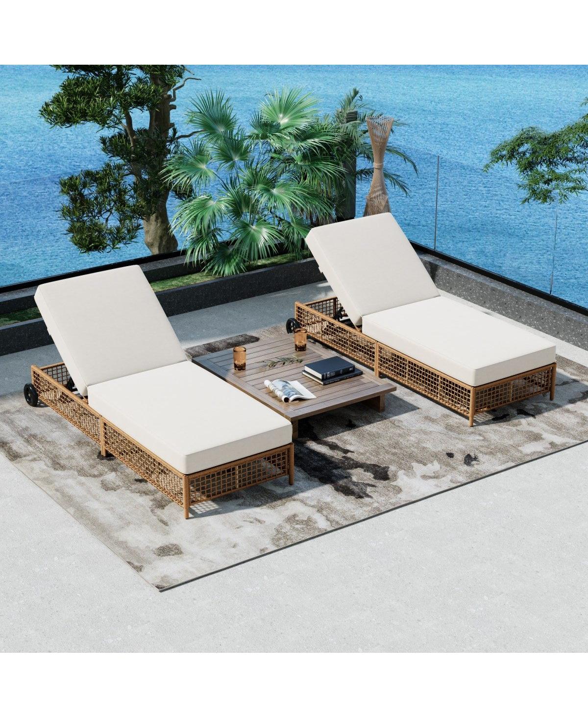 Click here for Asagikoiai Set of 2 Outdoor Rattan Chaise Lounges... prices