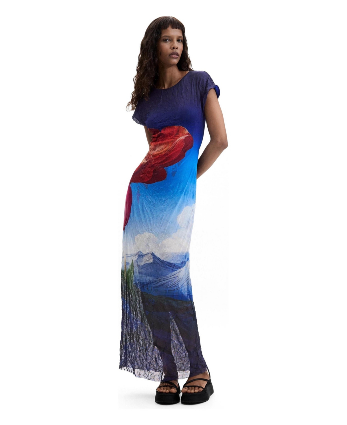 Click here for Desigual Womens Printed Short-Sleeve Dress - Blue prices