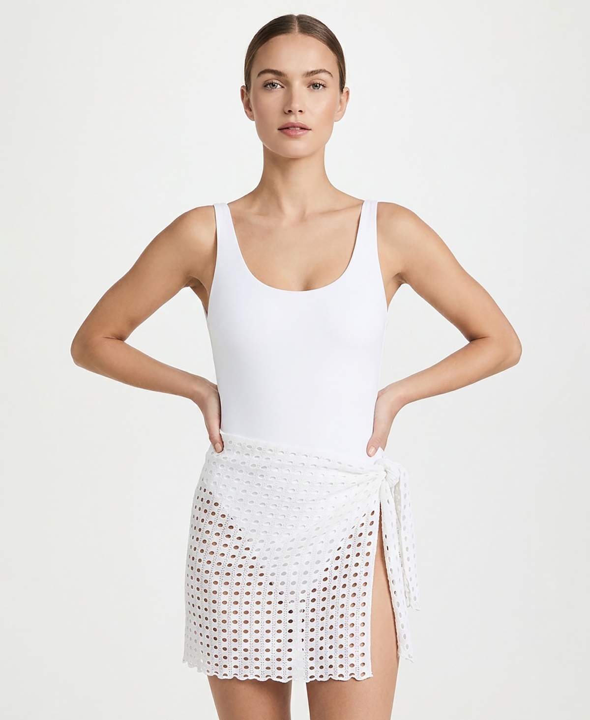 Click here for Dotti Womens Mesh Swim Cover Up Sarong - White prices