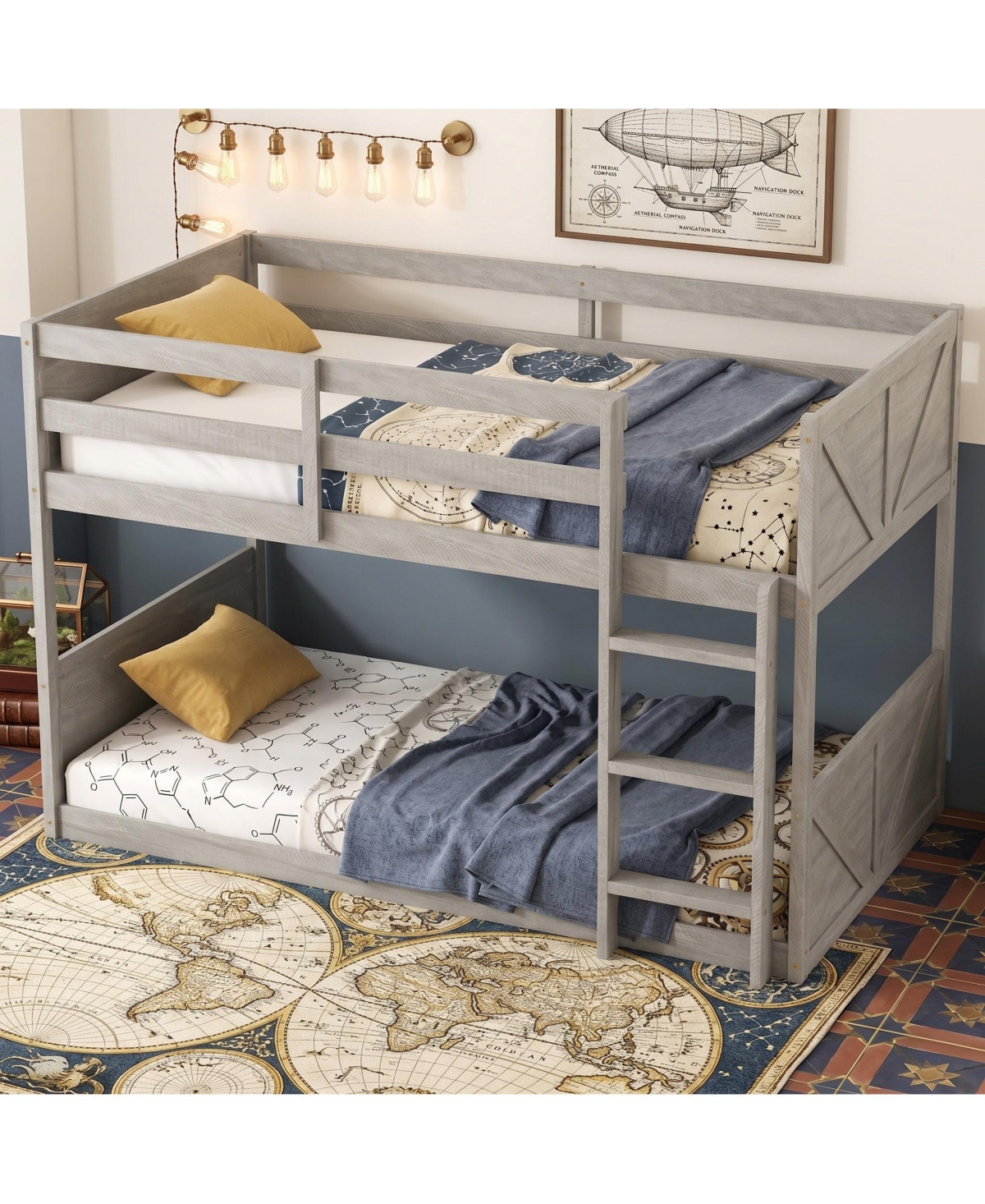 Click here for Sailvan Twin over Twin Floor Bunk Bed with Panelle... prices