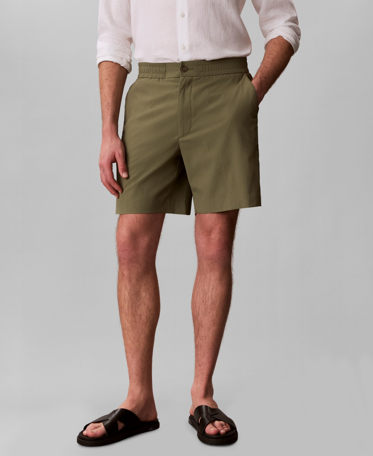 Click here for Calvin Klein Mens Straight Seersucker Elastic 7 Sh... prices