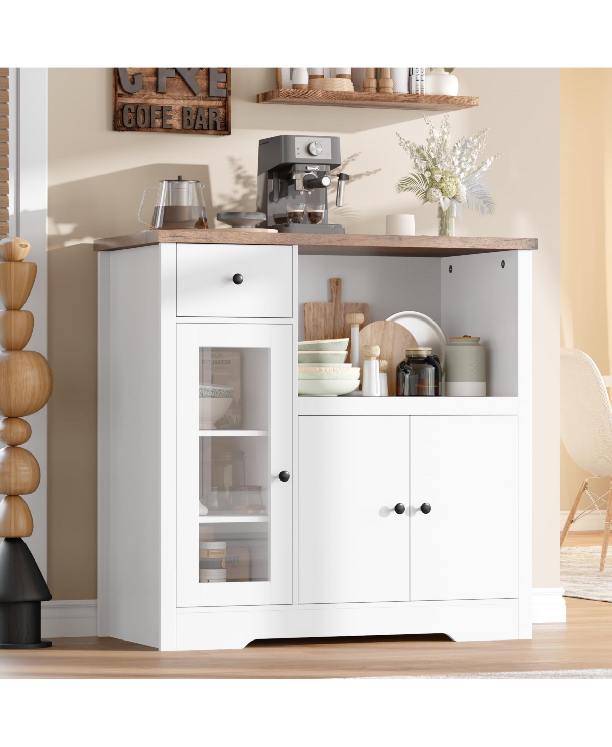 Click here for homfan Kitchen Microwave Cabinet with Storage and... prices