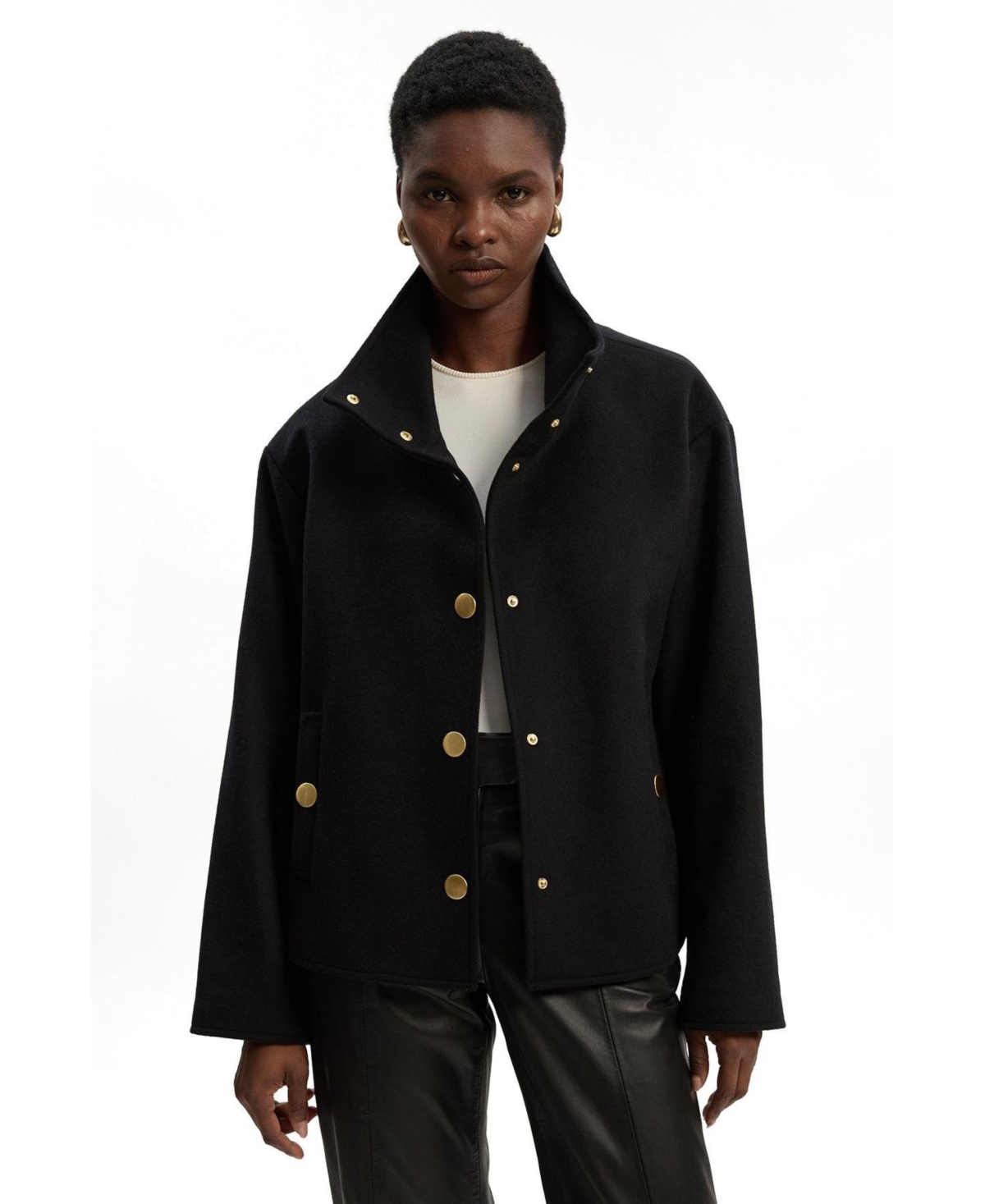 Click here for Karen Millen Womens Brushed Wool Funnel Neck Tailo... prices