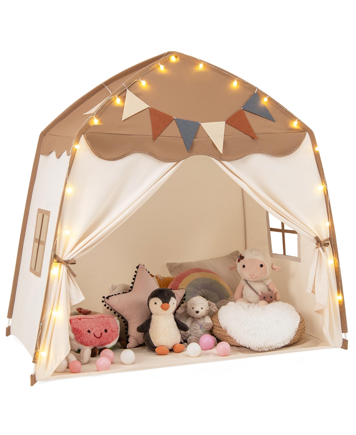 Click here for Gymax Kids Play Tent With Flags And Globe String L... prices
