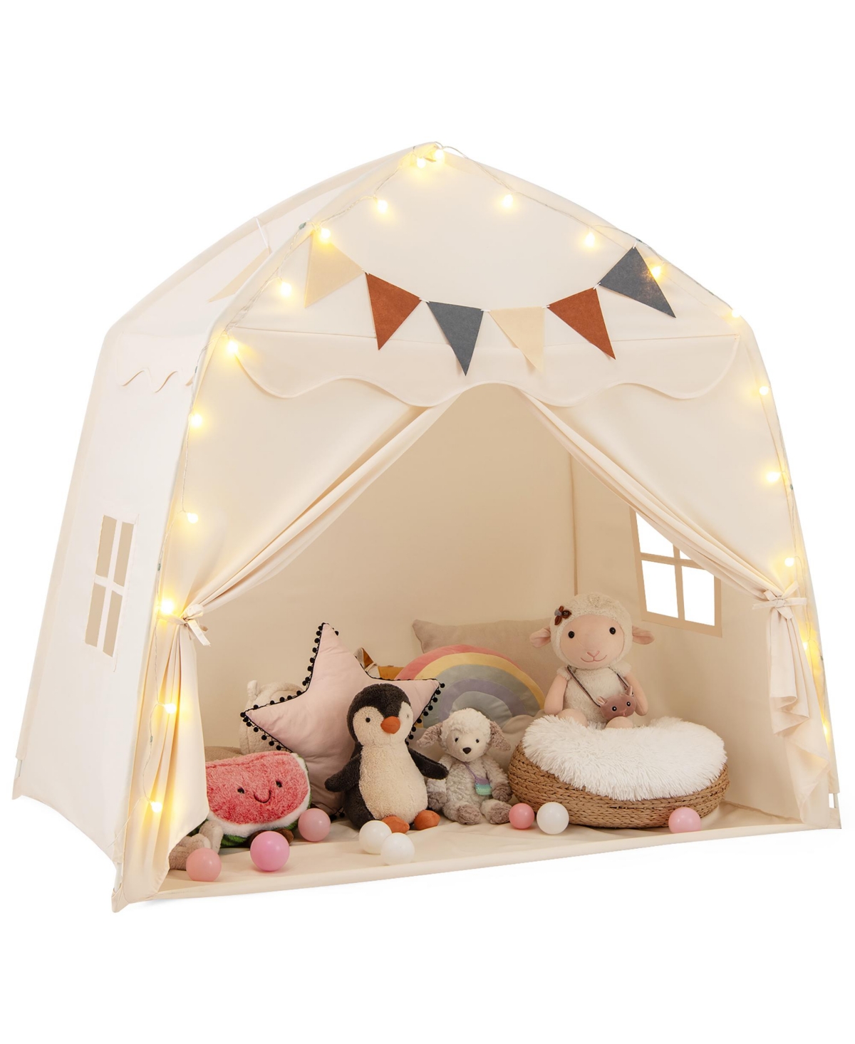 Click here for Gymax Kids Play Tent With Flags And Globe String L... prices