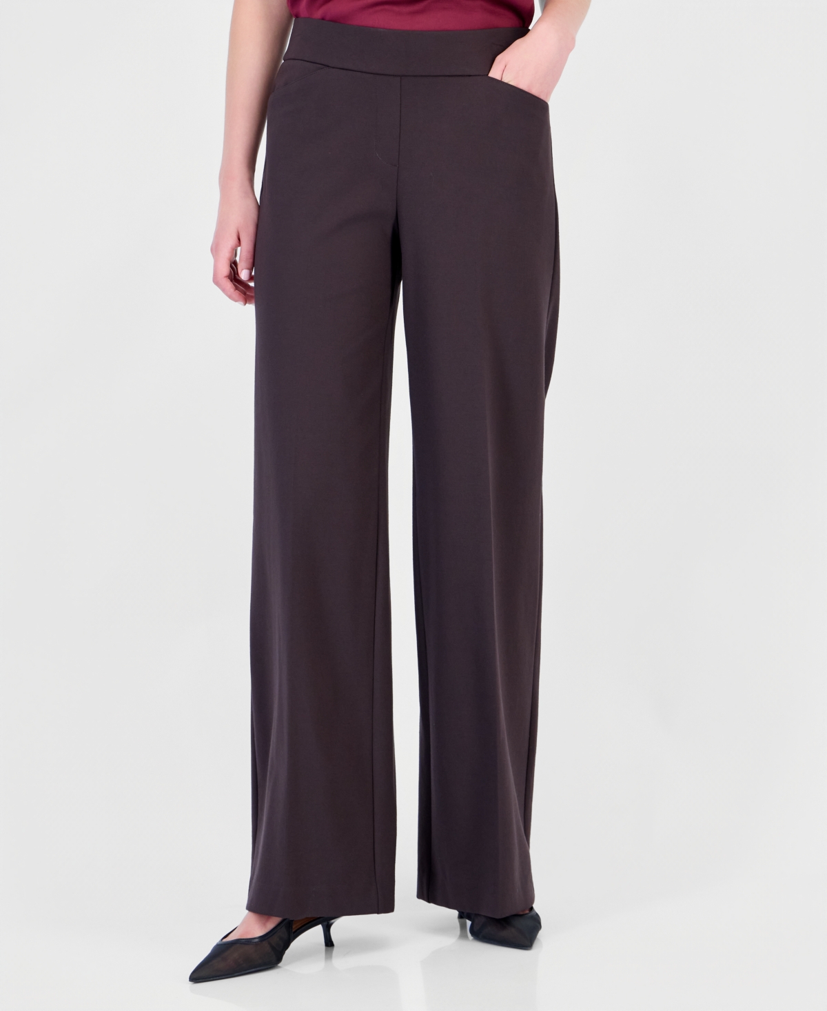 Click here for Bar Iii Womens Pull-On Wide-Leg Compression Pants... prices