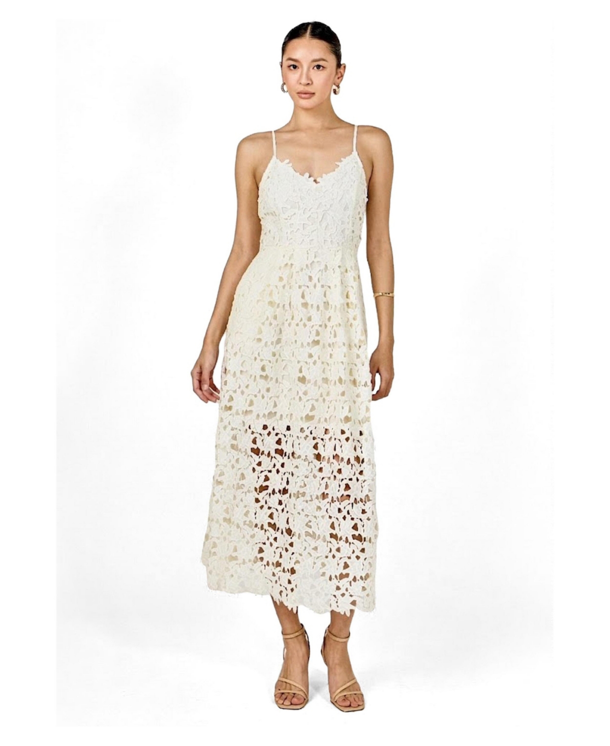 Click here for endless rose Womens Lace Cami Midi Dress - Cream prices