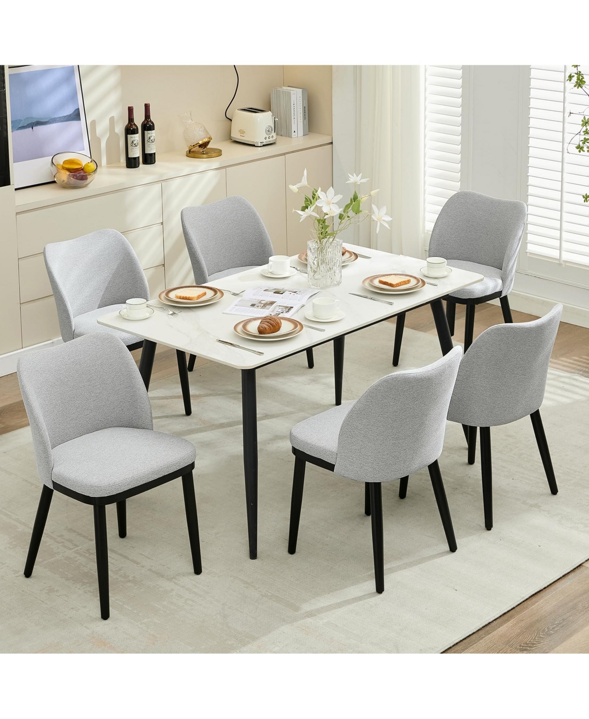 Click here for gaomon Set of 6 Upholstered Fabric Dining Room Sid... prices