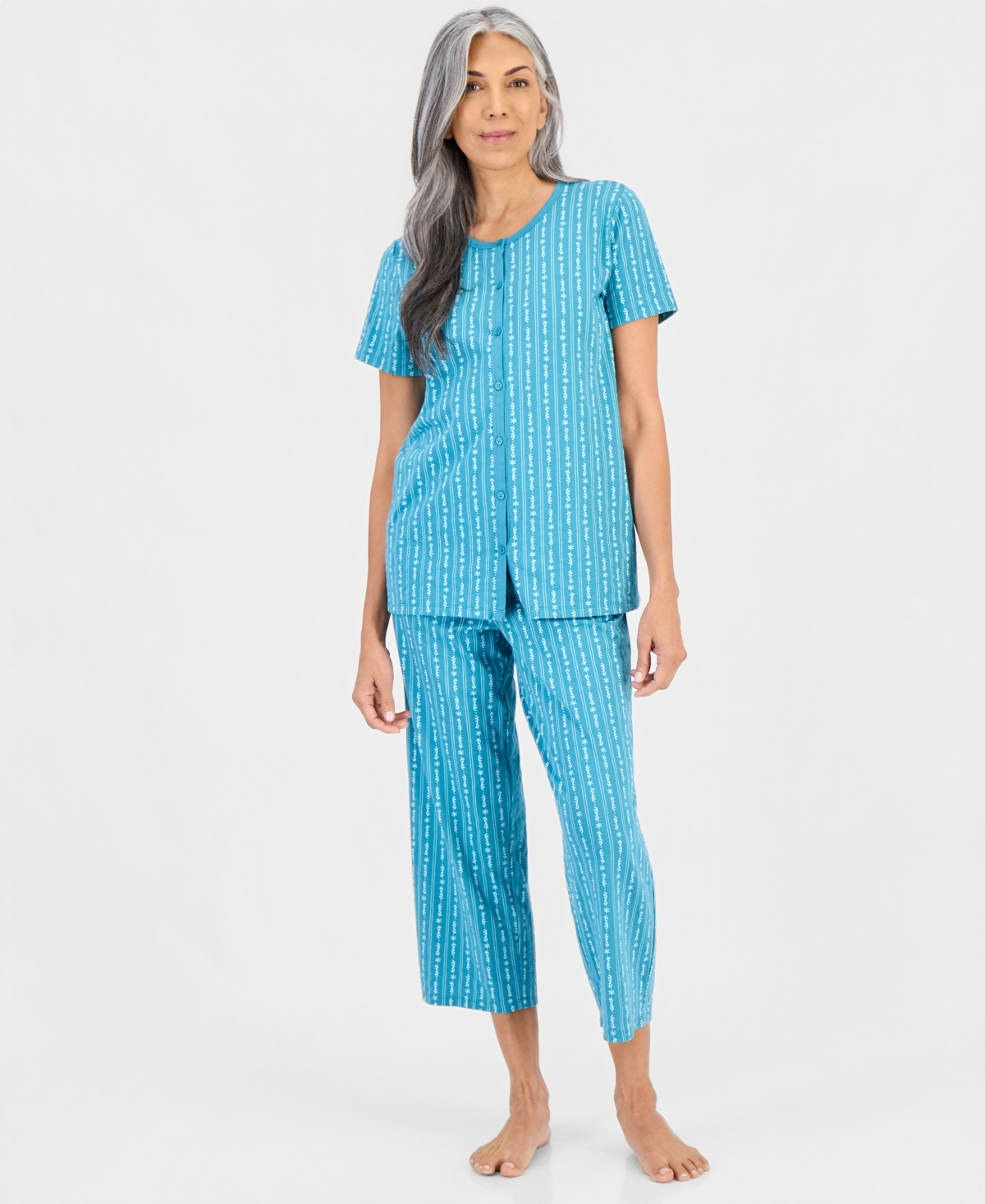 Click here for Charter Club Womens 2-Pc. Cotton Printed Cropped P... prices