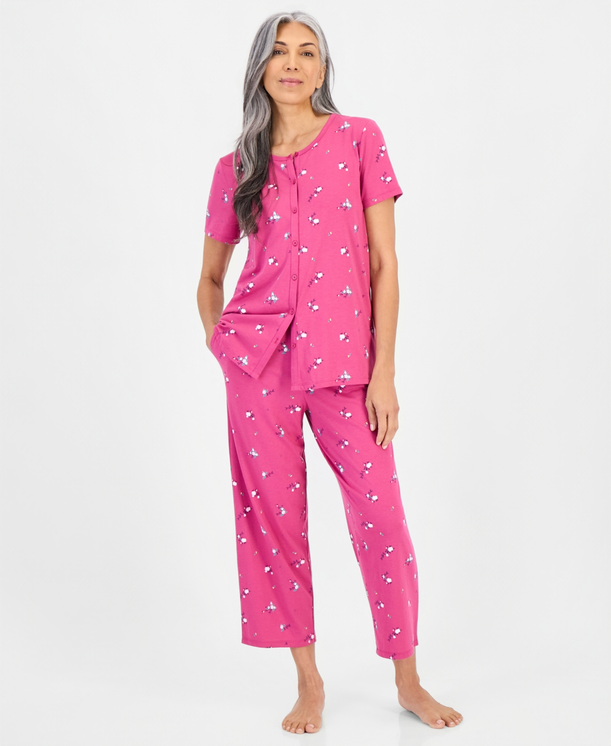Click here for Charter Club Womens 2-Pc. Cotton Printed Cropped P... prices