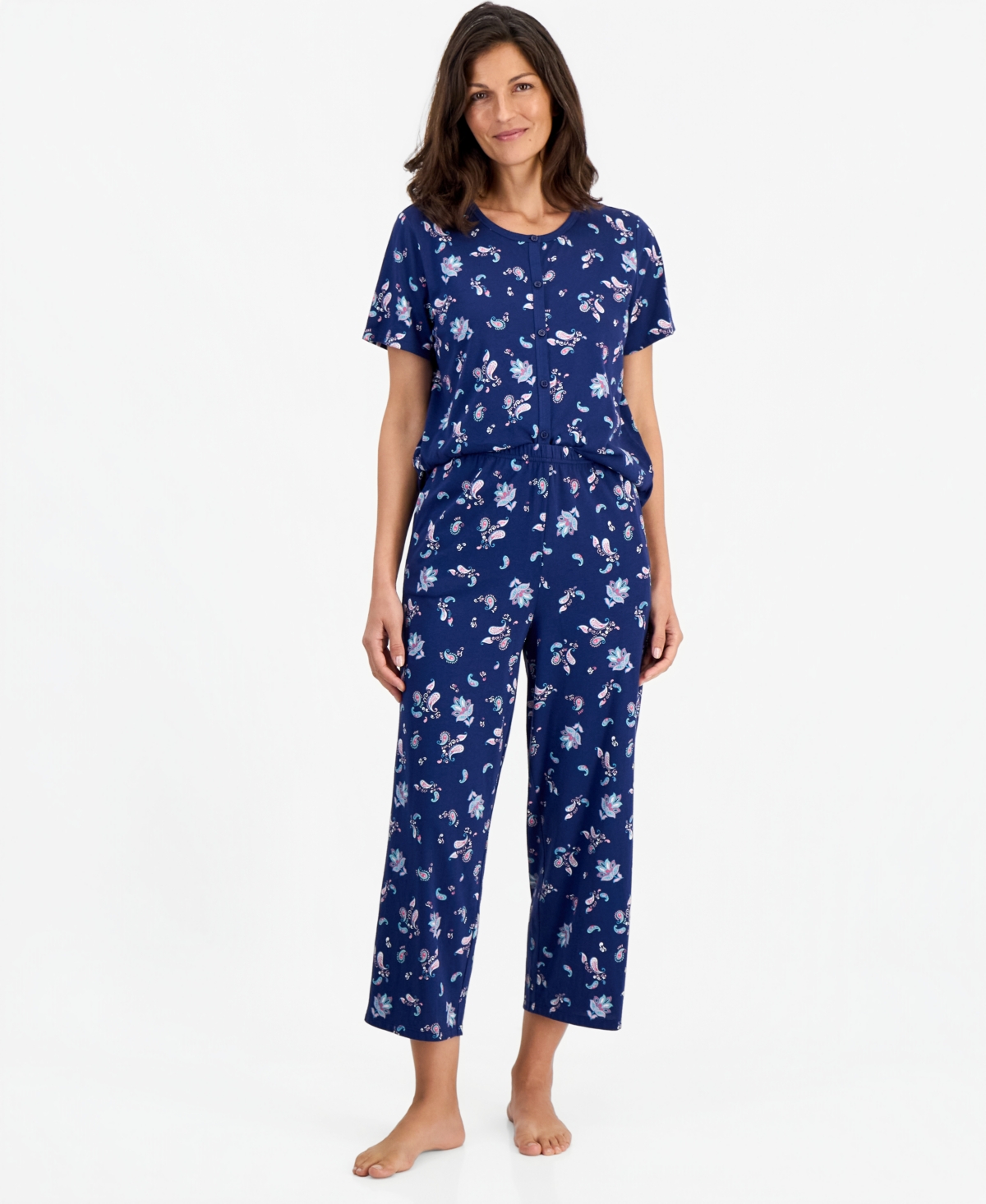 Click here for Charter Club Womens 2-Pc. Cotton Printed Cropped P... prices