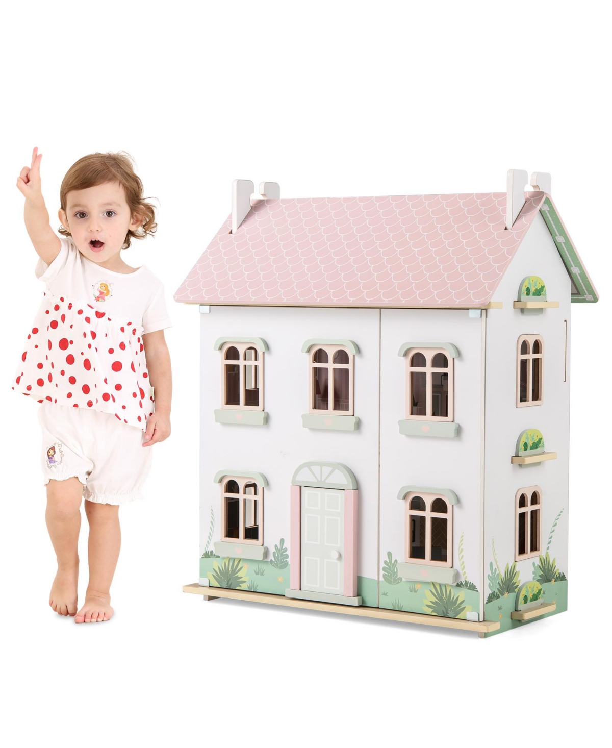 Click here for Mecale 3-Level Wooden Kids Dollhouse with Double-S... prices