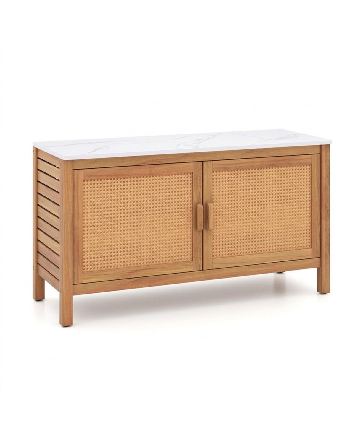 Click here for Gouun Outdoor Acacia Wood Storage Cabinet with Fau... prices