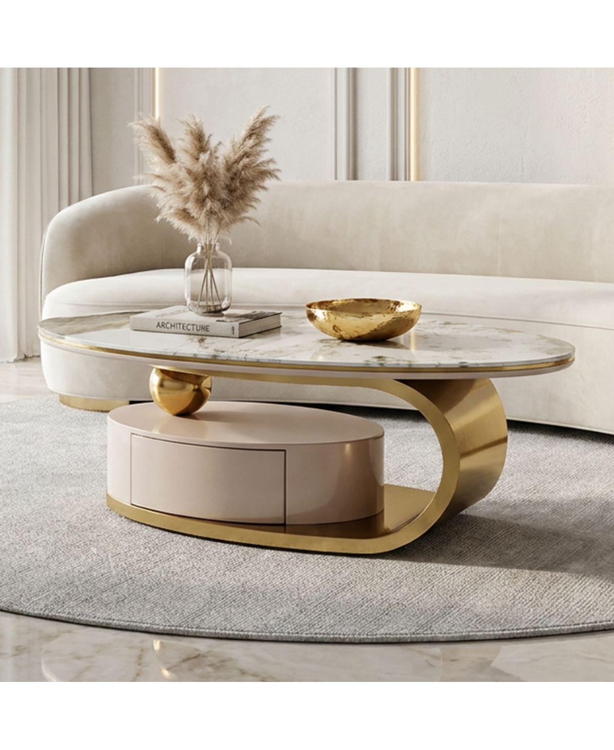 Click here for Streamdale Furniture 51.18 Luxury Oval Coffee Tabl... prices