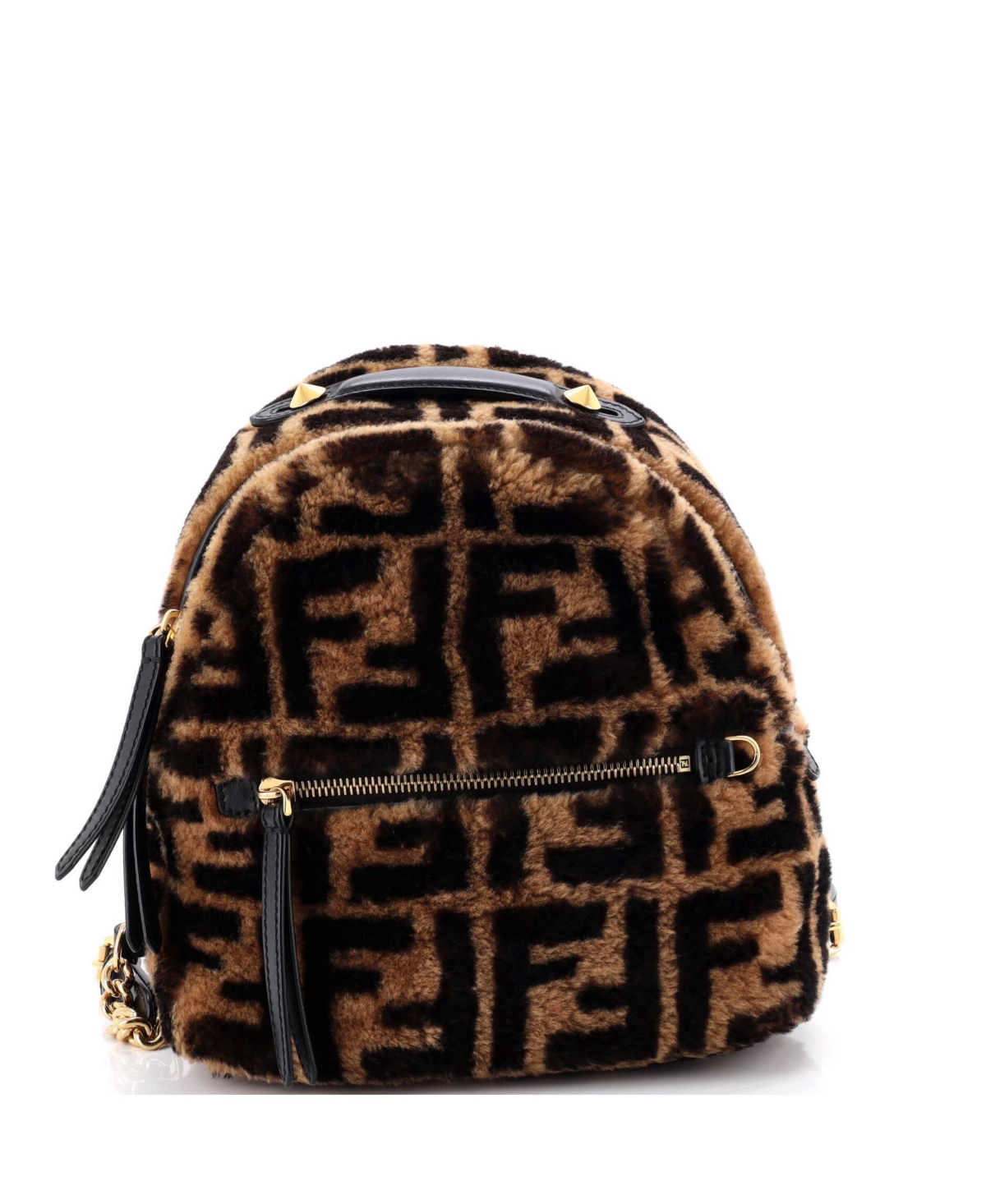 Click here for Pre-Owned Fendi Mini Zip Backpack Zucca Shearling... prices
