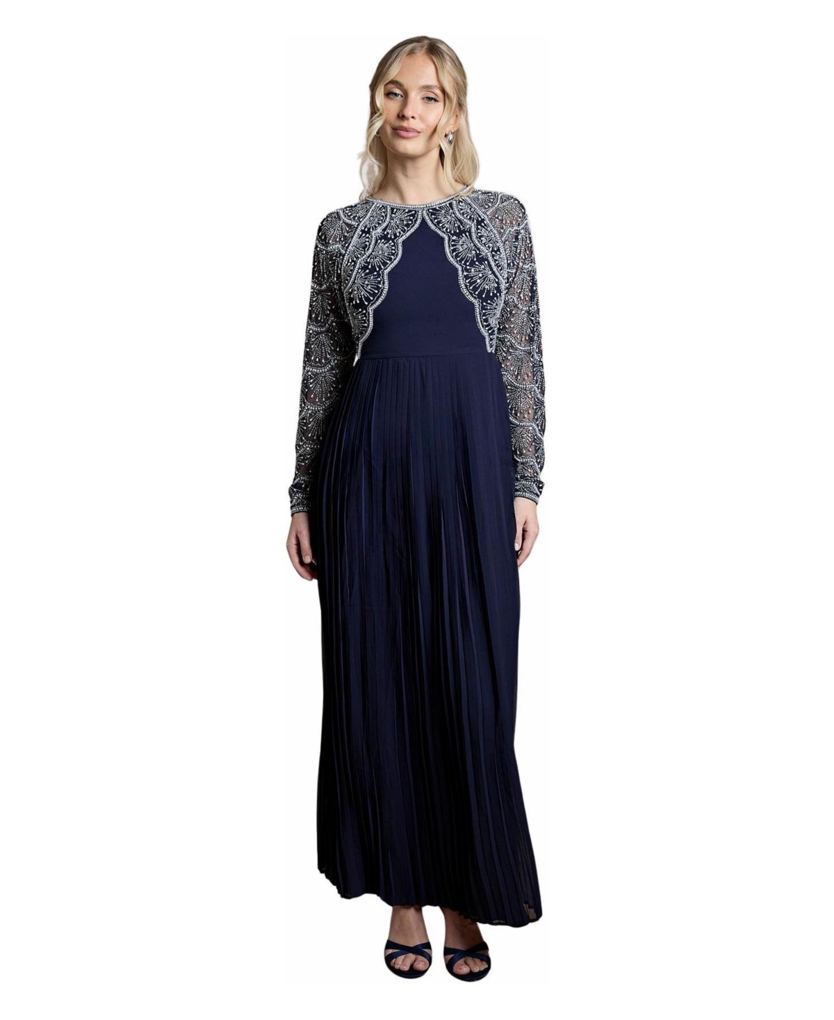 Click here for Coast Womens Scallop Embellished Pleated Maxi Dres... prices
