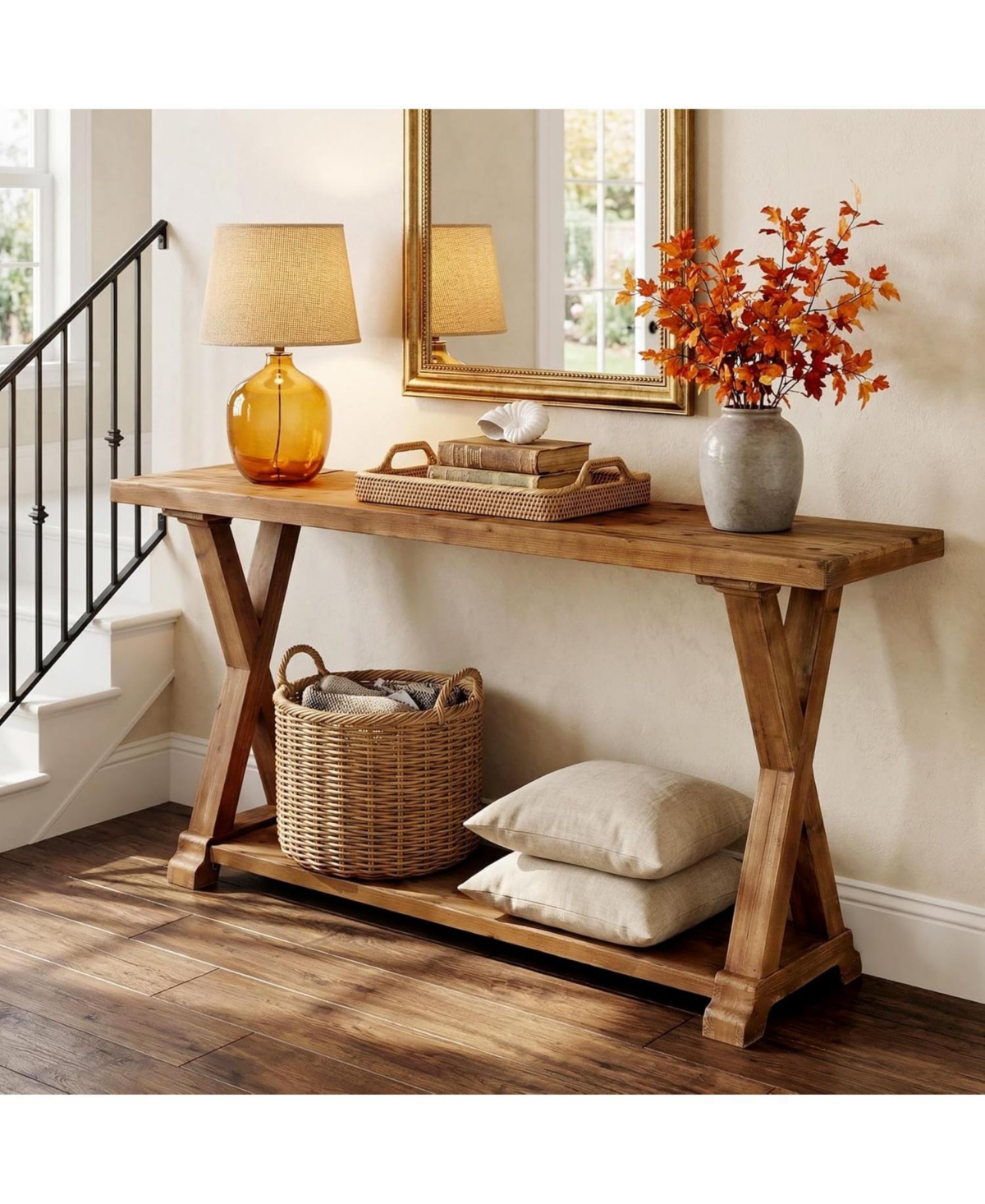 Click here for Tribesigns 63 Solid Wood Console Table  2-Tier Nar... prices