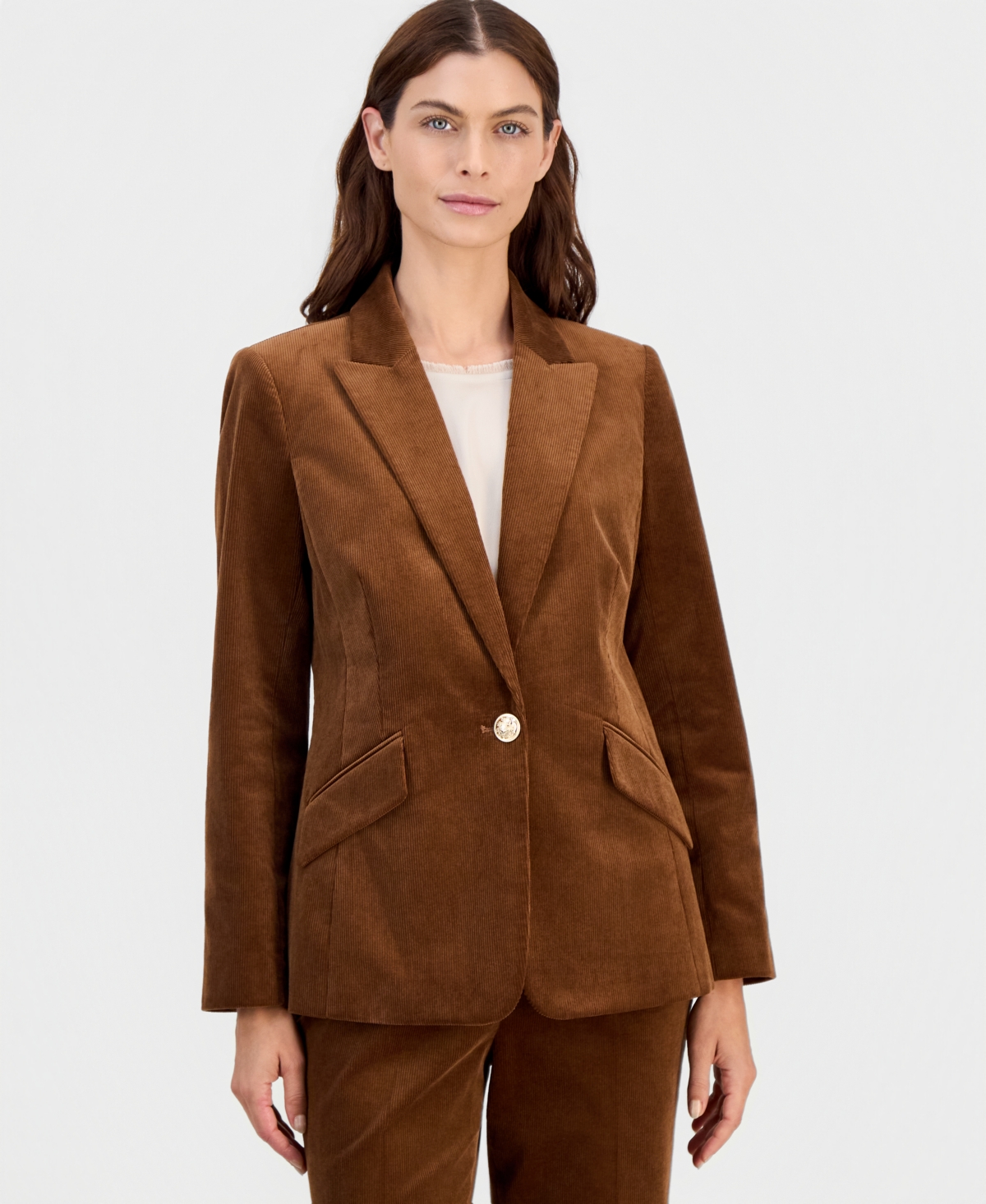 Click here for Tahari Asl Womens Single-Button Corduroy Jacket -... prices