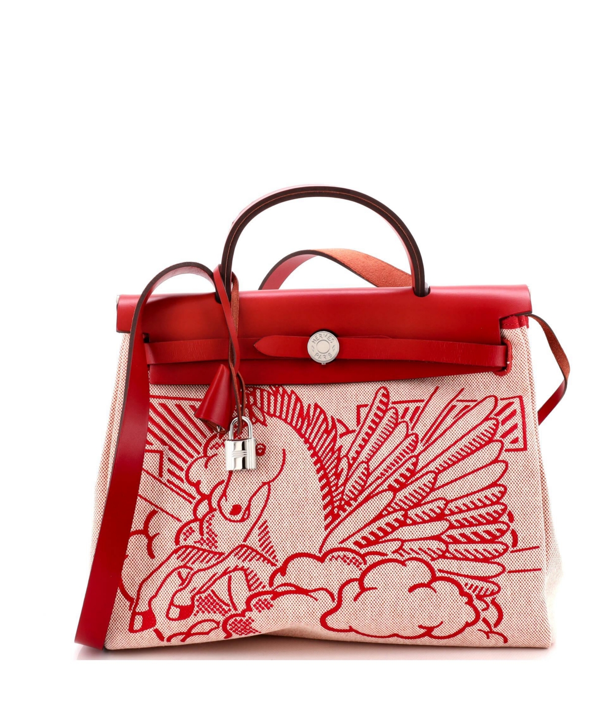 Click here for Pre-Owned HERMES 31 Herbag Zip Pegase Pop Toile an... prices