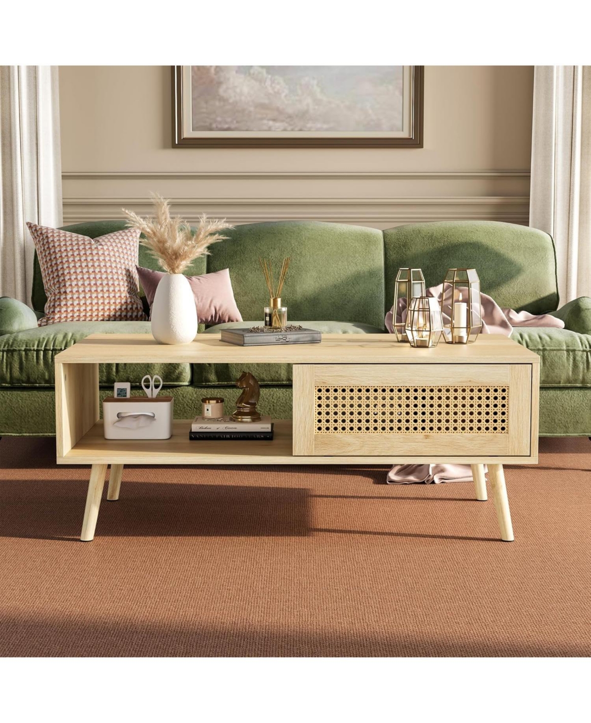 Click here for gaomon Wood Coffee Table with Storage  Boho Center... prices