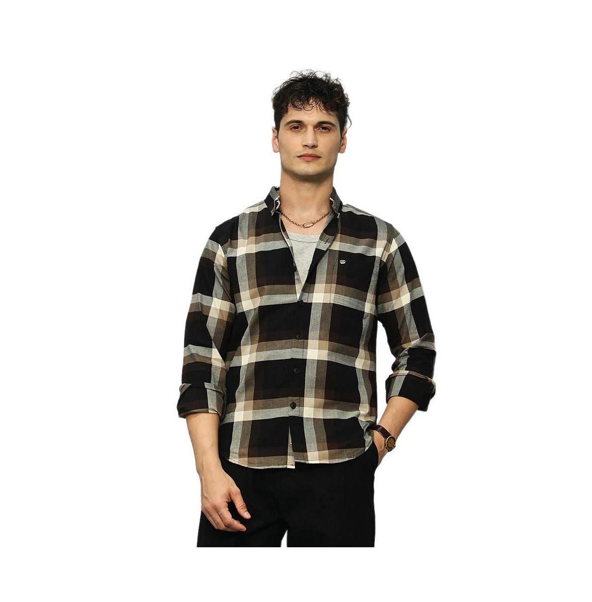 Click here for Campus Sutra Mens Pixelated-Check Relaxed Shirt -... prices